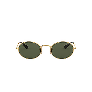 Ray-Ban RB3547N Oval Flat Lens Sunglasses, Gold/G-15 Green, 51 mm