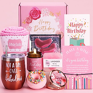 Birthday Gifts for Women, Happy Birthday Bath Set Relaxing Spa Gift Baskets Ideas for Her, Self Care Gifts for Women, Sister, Friends, Coworker, Unique Gifts for Women Who Have Everything