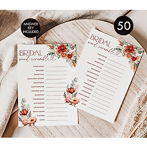 All Ewired Up 50 Bridal Word Scramble (50-Cards) Terracotta Fall in Love, Fun Wedding Shower Decorations Engagement Party Rehearsal Dinner Game Activity, Autumn Burnt Orange Marsala