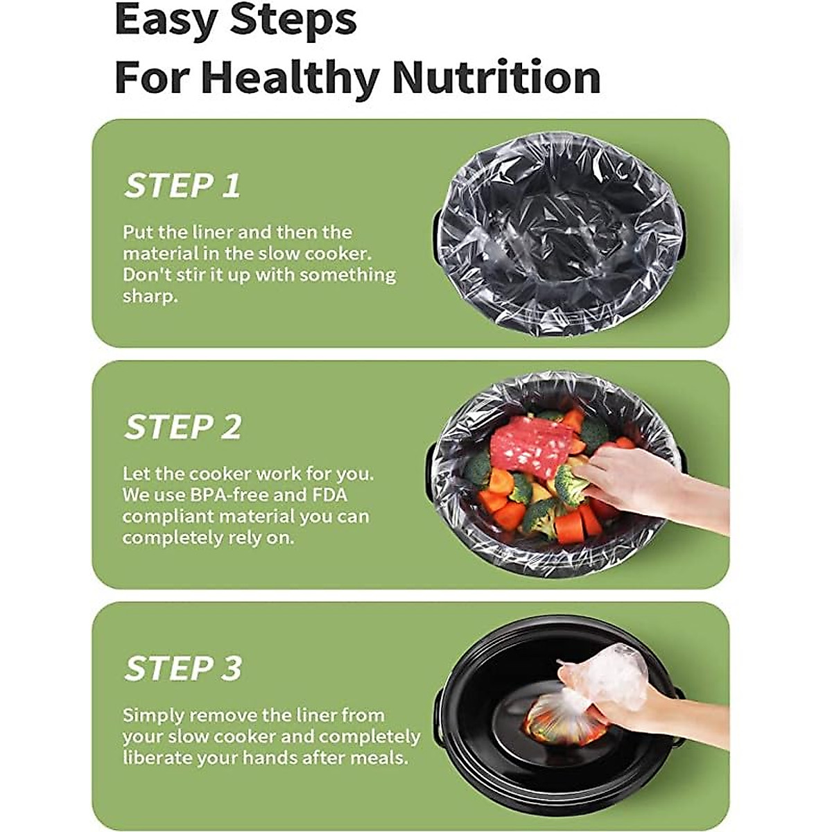 [NEW] KOOC Disposable Slow Cooker Liners and Cooking Bags, 1 Pack(10 Counts), Large Size Pot Liners Fit 4QT to 8.5QT, 13"x 21", Fresh Locking Seal Design, Suitable for Oval & Round Pot, BPA Free