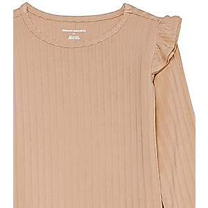 Amazon Essentials Toddler Girls' Wide-Rib Outfit Set, Pack of 2, Light Brown, 4T