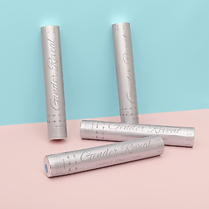 Santiago Design | Gender Reveal Confetti Cannon Poppers - Set of 2 Blue - 100% Biodegradable Confetti Tissue & Safe Powder Smoke - Baby Boy Gender Reveal Party Supplies