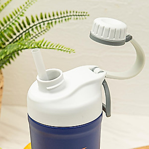 bzyoo 26oz Double-Walled Stainless Steel Insulated Tumbler with Straw Leak Proof Ideal for Smoothies, Ice Tea or Coffee Includes Mixer Ball BPA Free - Spidy Blue