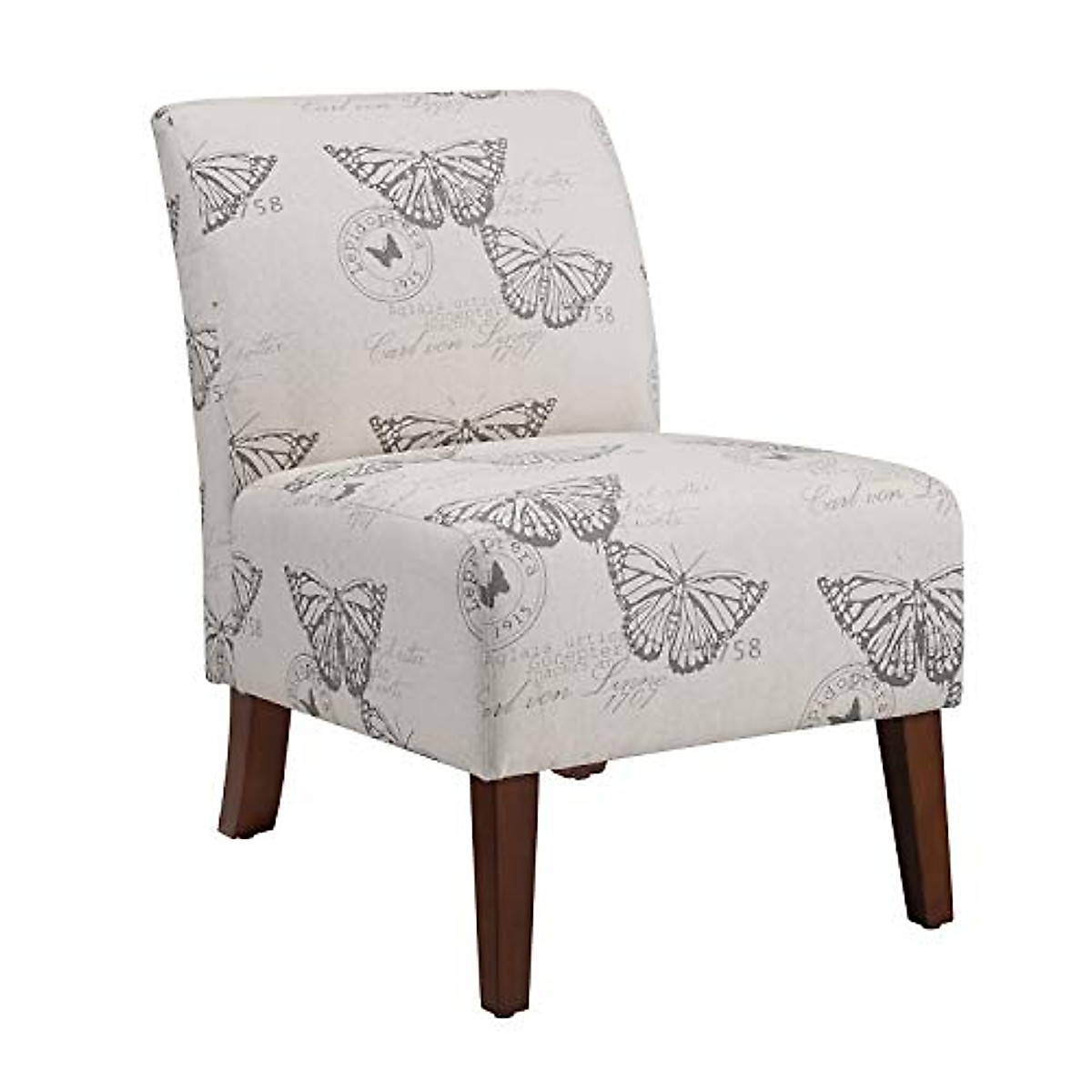 Linon Butterfly, Dark Espresso Linen Lily Chair, 21.5" W x 29.5" D x 31.5" H