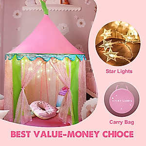 Tiny Land Princess-Tent with Star Lights & Carry Case, Pop Up Play-Tent, Princess Castle Indoor Playhouse, Foldable Kids Play Tent Outdoor, Toddler-Tent for Girls