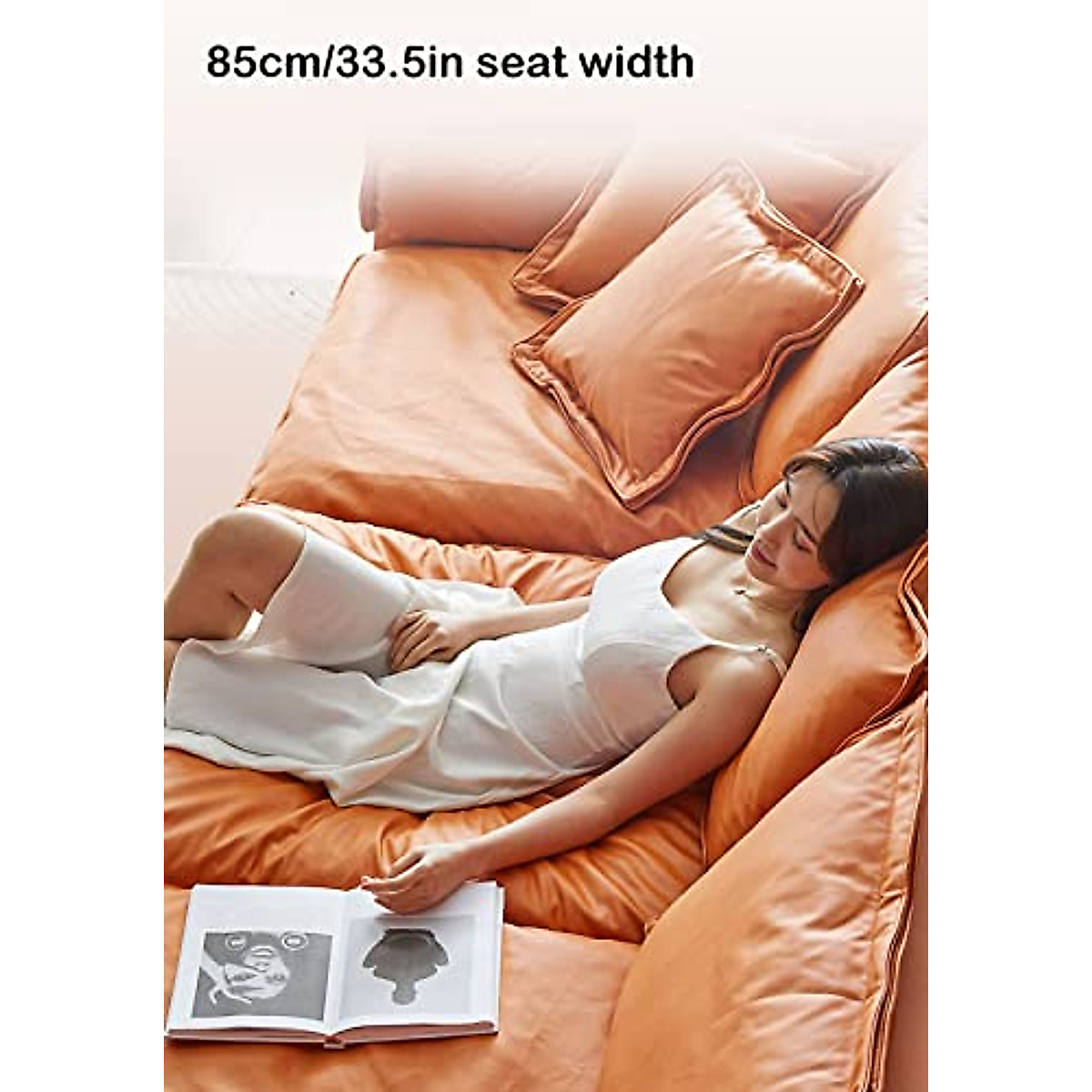 Sofa Couch Living Room Sofa with Cozy Throw Pillows Breathable Fabric Sofa Couch Carbon Steel Support Legs 2 Layers Soft Cushions Spacious Large Sofa for Living Room Office