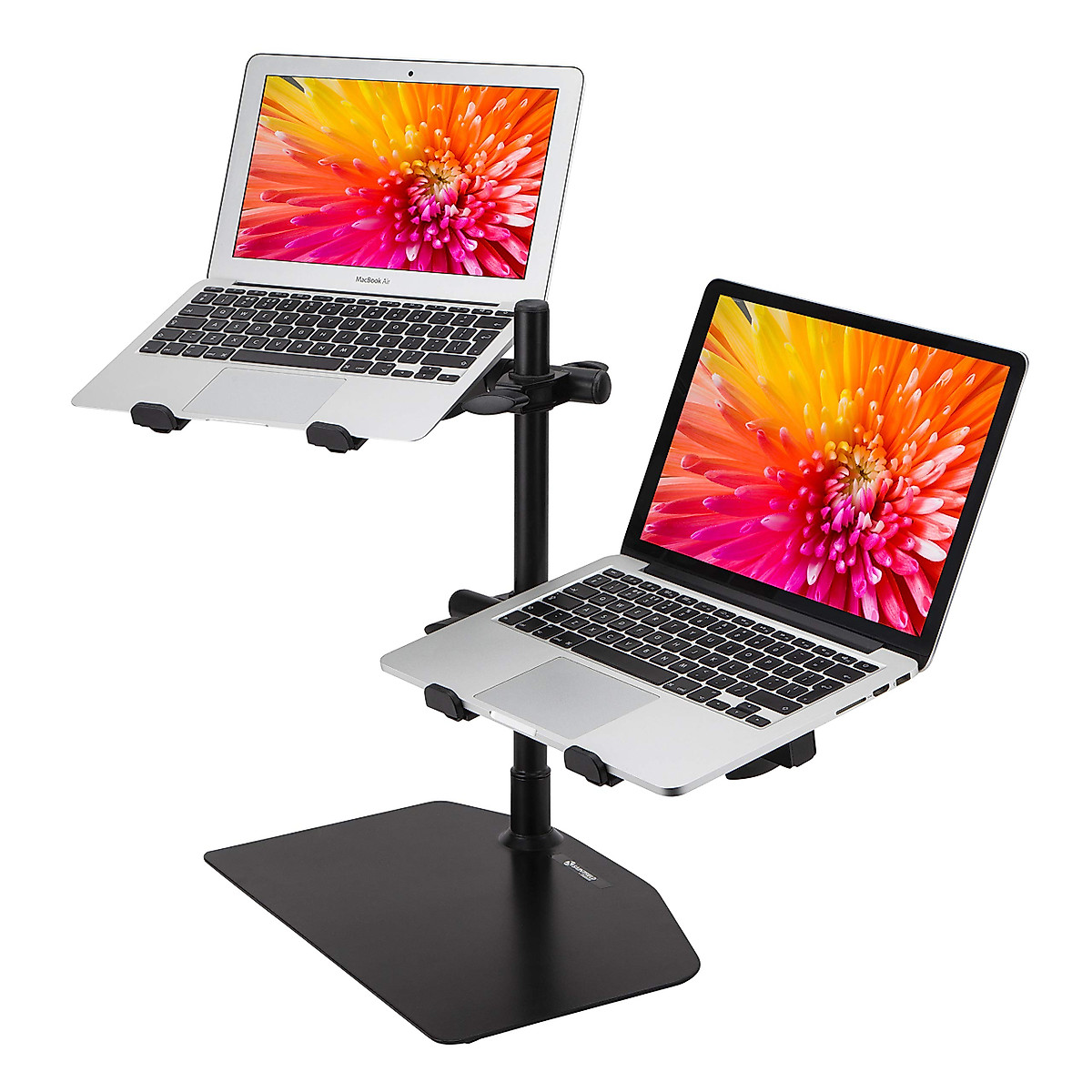 Saintfield Studios - Universal Dual Laptop Stand with Adjustable Height - Double DJ Laptop Holder, Ideal for 2 Devices - Complete with Cable Organizer Pouch