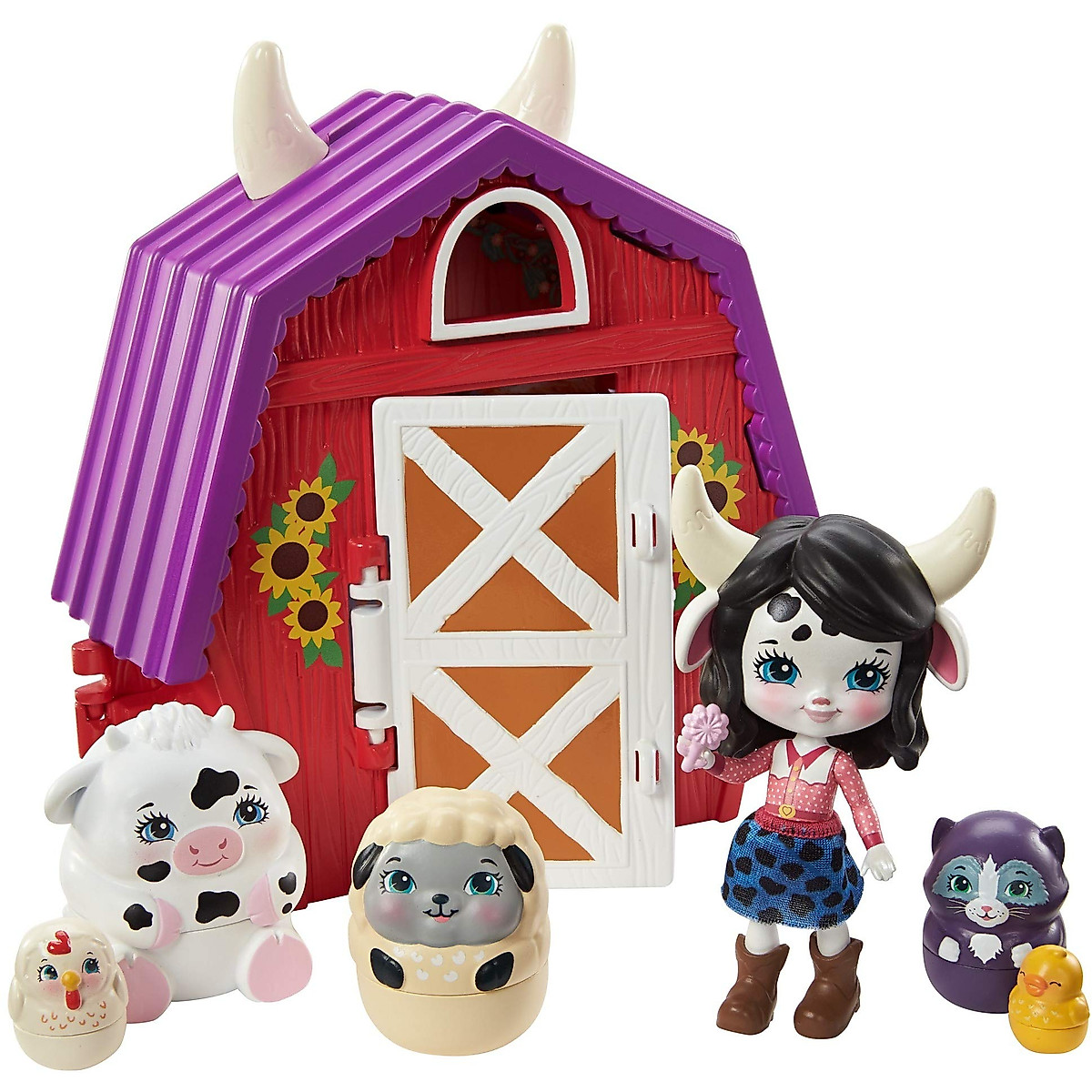Enchantimals Secret Besties Farmhouse Playset with Small Doll House, Cambrie Cow Doll (3.5-inch), 5 Nesting Animal Figures & Accessory, Harvest Hills Toy Collection