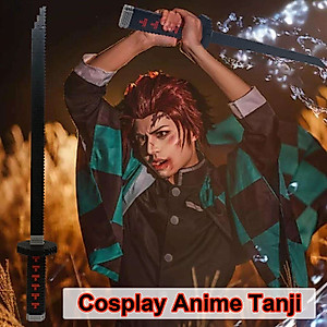 Demon Slayer Sword Building Kit, 19in Cosplay Anime Tanjiro Samurai Swords Building Blocks with Sword Stand, Demon Slayer Katana Swords Model Building Toy Gift for Kids, Adults