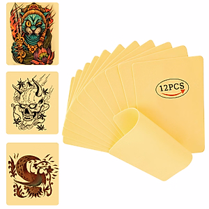 12PCS Blank Tattoo Skin Practice - 6"x8" Double Sides Tattoo Practice Skin kit Silicone Pads Tattooing Microblading Practice Skin for Beginners(0.12CM Thick) yellow