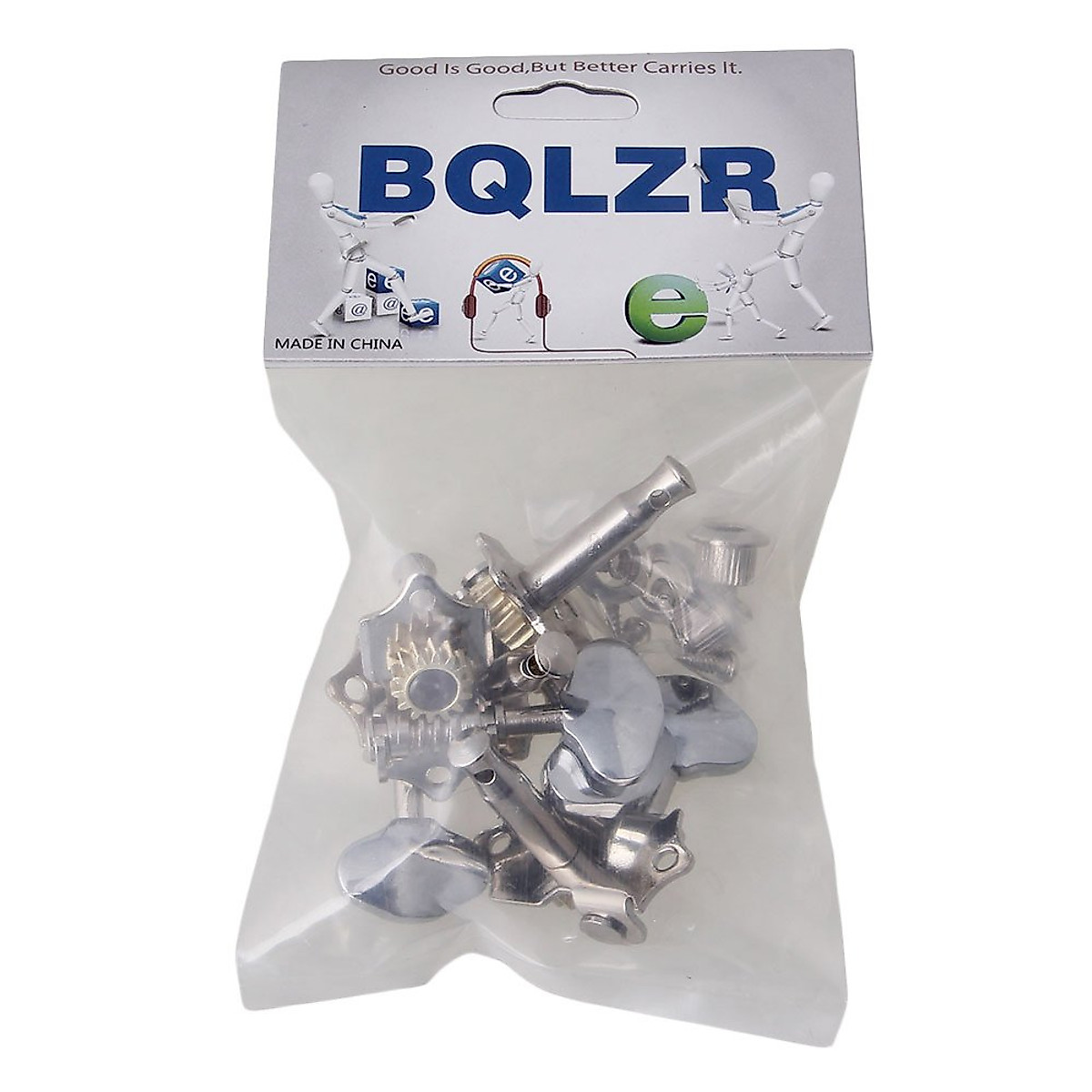 BQLZR Chrome Tuning Pegs Machine Heads 2R2L For Ukulele 4 String Guitar Bass