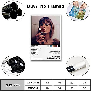 TETOYA Midnights Poster Home Decor Music Album Posters Pop Singer Canvas Wall Art Hanging Picture Print Bedroom Decorative Painting Fans Souvenir Collection Gift 12x18in Unframe