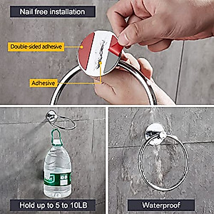 Gricol Towel Ring Nail Free, Self Adhesive, Stainless Steel, No Damage Wall Mouted, Rustproof, Polished Finished
