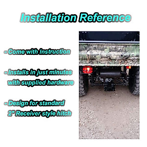 Dasen Rear Reverse 2" Receiver Trailer Tow Hitch Compatible with 2005-2016 Kawasaki Mule 600 610 and 2017-2024 Mule SX