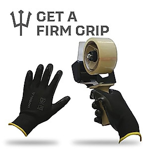 Trident Gloves: Work Gloves with Grip - All-Purpose Cut Resistant Gloves & Working Gloves for Men and Women - Breathable, Touchscreen Compatible & Durable Nitrile Coated Work Gloves - 6 Pairs, Small