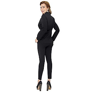 Marycrafts Women's Business Blazer Pant Suit Set for Work (Black, Numeric_12)