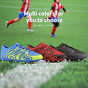 DREAM PAIRS Toddler/Little Kid/Big Kid 160472-K Soccer Football Cleats Shoes,Size 1 Little Kid,RED/Black/Silver,160472-K