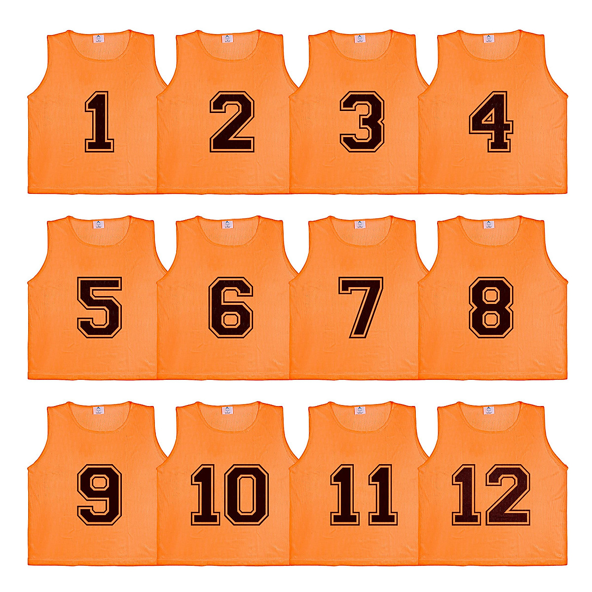 Athllete Duramesh Soccer Vest with Numbers (12 Vests) - Kids Youth and Adult Pinnies, Numbered Penny Jerseys for Soccer, Basketball, FootballL (Flame Orange Numbered, Large)