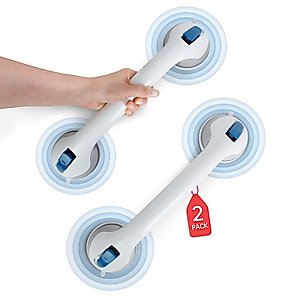 QixieTech Grab Bars for Bathtubs and Showers, 2 Pack 16 Inch Shower Handles for Elderly Suction Grab Bars for Seniors Shower Grab Bar