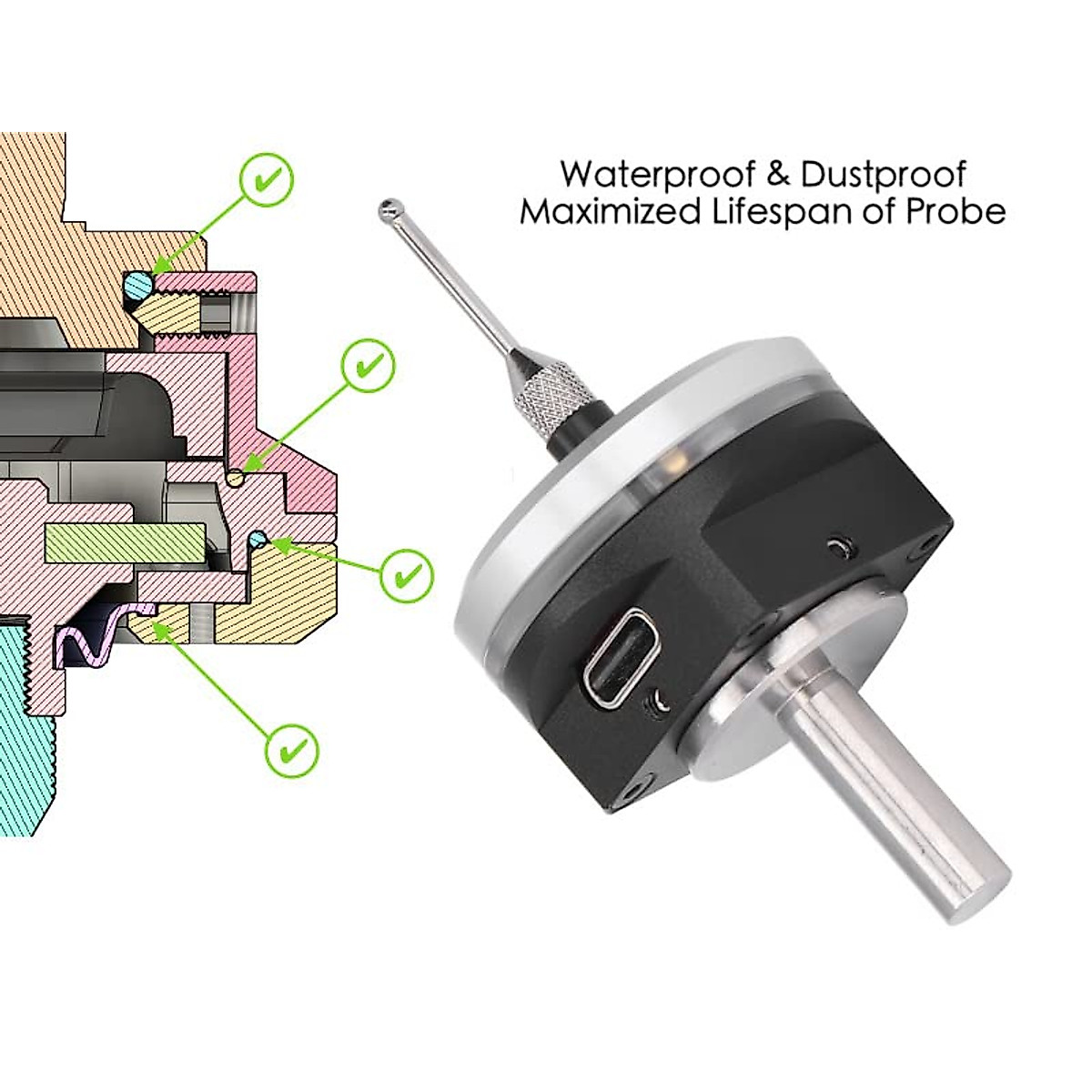 3D Edge Finder, Professional 3D Touch Probe Dustproof Waterproof 3D Edge Locator XYZ Axis Anti Roll 6mm Shank for Mach3 GRBL CNC Equipment