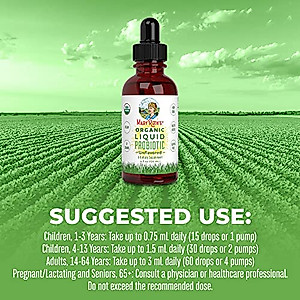 Probiotics for Women Men & Kids | USDA Organic Probiotics for Digestive Health | Acidophilus Probiotic | Gut Health & Immune Support Supplement | Vegan | Non-GMO | Gluten Free | 4 Fl Oz