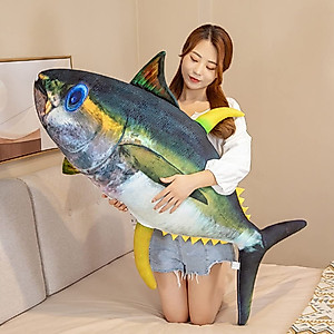 TONGMAN 20” Realistic Tuna Fish Plush Toy, Super Soft Plush Dolls Stuffed Toys, Plush Toy Marine Animal Plush Toy Plush Doll Gift (Fish Shaped Pillow 20 Inches)