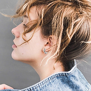 JOVIVI Men Women Jewelry Stainless Steel Hoop Spike Punk Earring,3 Pairs