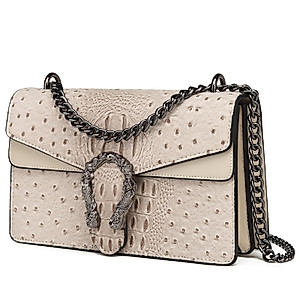 MYHOZEE White Crossbody Bags for Womens, Quilted Crossbody Purses Chain Shoulder Bag for Women
