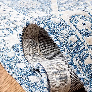 SAFAVIEH Glamour Collection 8' x 11' Navy/Ivory GLM556N Handmade Premium Wool & Viscose Area Rug