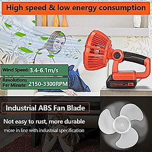 WaxPar Outdoor Fan For black decker Fan Cordless Jobsite Fan, USB Floor Fan Industrial fan with Light Compatible with black decker 14.4-20V Li-Ion Battery, Remote, 3 Modes, Timer