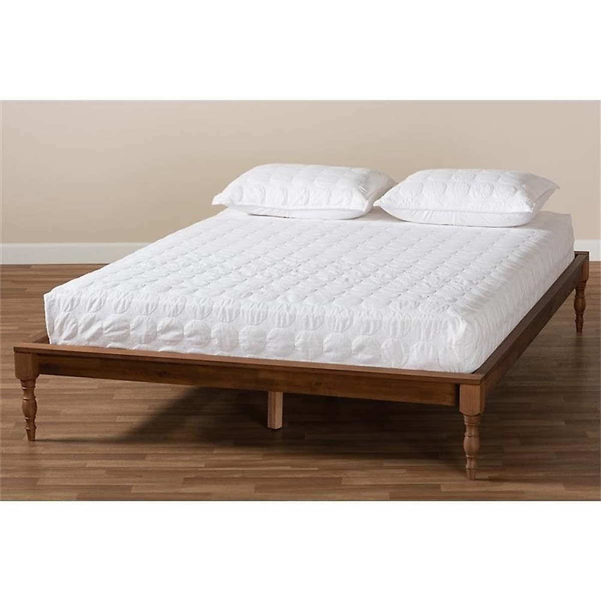 Baxton Studio Romy Vintage French Inspired Ash Wanut Finished King Size Wood Bed Frame