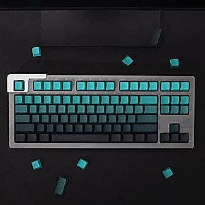 Gradient Cyan Side Print Keycaps OEM PBT Double Shot Custom Keycaps Set Fit for 61/64/87/104/108 Cherry Mx Switches Mechanical Keyboard