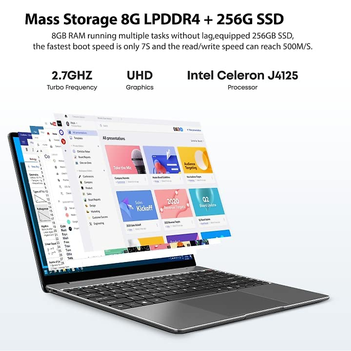 Windows 10 Laptop Computers, CHUWI GemiBook 13 inch Thin & Light Laptop 8G RAM 256GB SSD with Celeron J4125 Processor, 2160x1440 2K IPS Display Notebook, PD Fast Charge, Backlit Keyboard, Full Metal