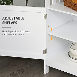 HOMCOM Sideboard Buffet Cabinet, Modern Kitchen Cabinet, Coffee Bar Cabinet with 2-Level Shelf and Open Compartment, White