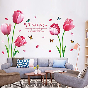 fanmaosdf Flower Wall Sticker,Flower Tulip Removable Wall Sticker DIY Decal Living Kids Room Decor
