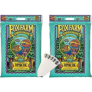 FoxFarm Ocean Forest Potting Soil Mix Indoor Outdoor for Garden and Plants | Plant Fertilizer | 12 Quarts (2 Pack) | + The Hydroponic City Stake