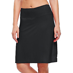 Willit Women's 20" Knee Length Skorts Skirts Golf Tennis Skirts Modest Athletic Casual Skorts with Pockets UV Protection Black M
