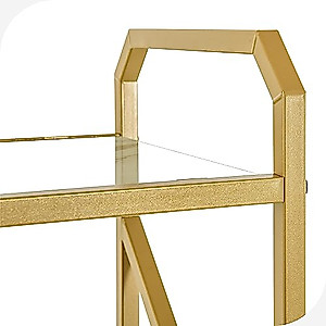 DWVO 5 Tiers Gold Bookshelf, 62" Modern Metal Open Marble Glass Bookcase with Metal Frame, Tall Display Rack Storage Book Shelves, for Living Room, Bedroom, Gold