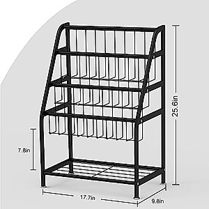 Azheruol Kids Bookshelf Freestanding for Children Room 25 Inches Black Metal Bookcase Large Capacity Books Toys Organizer Stable 5 Tiers Kids Book Rack for Playroom Bookstore Library.
