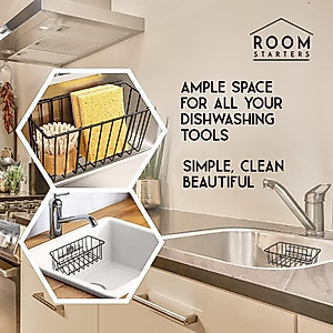 Sponge Holder for Kitchen Sink | Kitchen Sink Sponge Holder - Kitchen Sink Caddy - Dish Sponge Holder by ROOM STARTERS (Black)