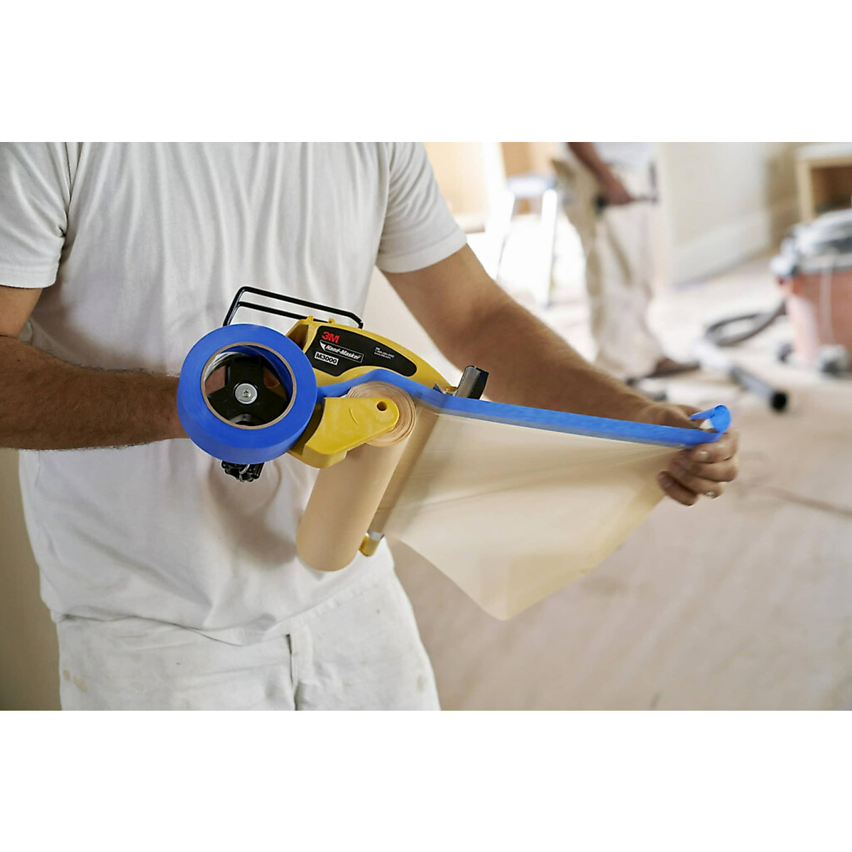 3M Hand-Masker Masking Plastic, 12 in x 120 yds, Easy To Wrap Around Objects, No Paint Bleed-Through, Minimize Messy Clean-Up, Waterproof, 1 Roll (MPL12)