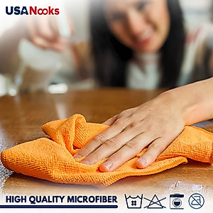 USANOOKS Microfiber Cleaning Cloth - (12x16 inches) High Performance - Ultra Absorbent Weave Traps Grime & Liquid for Streak-Free Mirror Shine - Lint Free Towel - 12x16 Inch (Pack of 8)