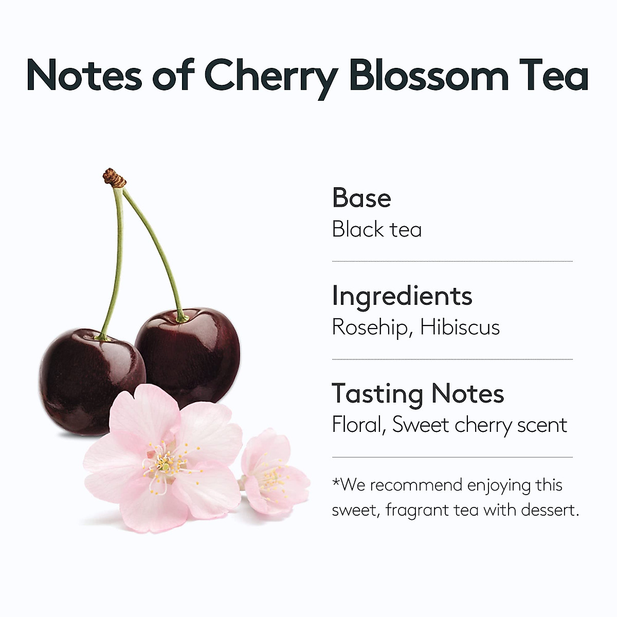 OSULLOC Cherry Blossom Tea (Floral, Sweet cherry scent) | Korean Premium Blended Tea Bag | Sweet Fruit Tea | 20 Count Tea Bags, 1.27oz