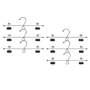 Whitmor 6021-181 Ebony Chrome Add-On Skirt/Slack Hanger, Set of 3 (2 Pack, Silver)