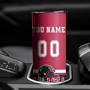 20oz Football City Customs stainless steel Insulated tumbler with Lid and Straws, Personalized football gifts for fans, Travel Cup Adds Your Name and Number