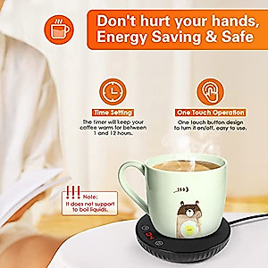 Coffee Mug Warmer, Coffee Warmer with 2 Temp Settings, Candle Warmer w/Auto Shut Off&1-12H Timer, Coffee Warmer for Desk Home Office, Coffee Cup Warmer for Coffee, Beverage, Milk, Tea, Hot Chocolate