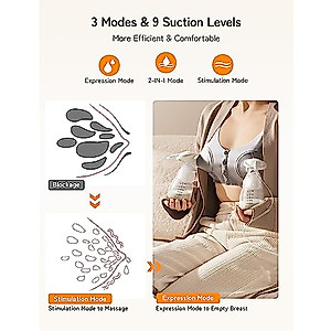 Besrey Double Electric Breast Pump: 200% EFFICIENT with Double Pump & Double Valve, 3 Modes 9 Levels, Memory Function, 10 Breastmilk Storage Bags & 21mm/24mm Flanges Breastfeeding Pump