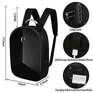 Laptop Backpack ,Men Hard Shell Backpack Business Bag With USB Charging Port Fit 15.6 inch Laptop (Black)