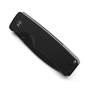 Miguron Knives M Pelora Pocket Folding Knife,3.18" Black PVD14C28N Blade Black G10 Handle With Titanium Pocket Clip,Camping Hiking Knife MGR-804BK