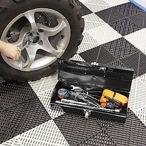 Torin ATB102B 16" Hip Roof Style Portable Steel Tool Box with Metal Latch Closure, Black